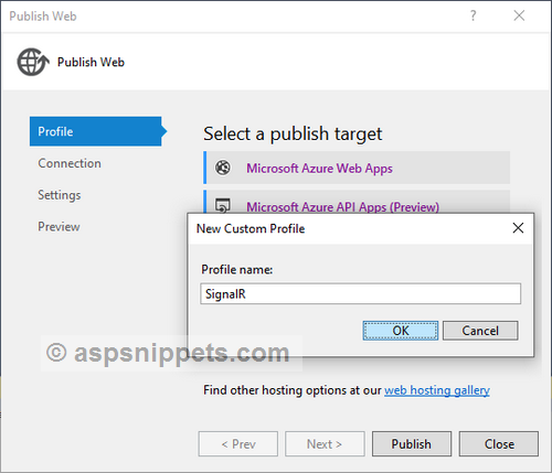 Publish web application in Visual Studio 2015