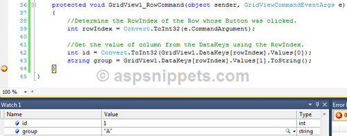 Get Value Of Datakeynames Datakeys In Rowcommand And Rowdatabound Events Of Aspnet Gridview