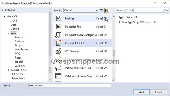 Aspnet Web Forms Reactjs Hello World Example