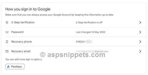 Enable Two Step Verification in Google Account