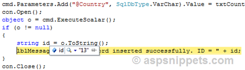 Get Scalar Value Returned From Stored Procedure Using Executescalar Method In C And Vbnet