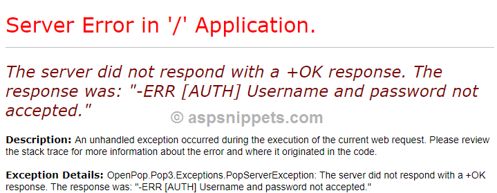 Ошибка сервера Auth Username And Password Not Accepted Не ошибается лишь тот кто ничего не
