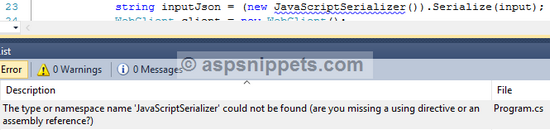 Using Javascriptserializer In Windows Forms Console Class Library And Windows Service