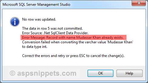 SQL Server Instead Of Update Trigger Example