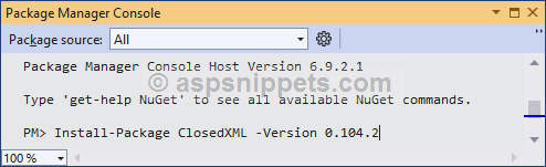 Install ClosedXML Nuget Package