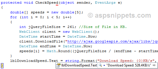 Check Internet Connection Download Speed Using C And Vbnet In Aspnet