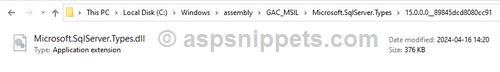 Could Not Load File Or Assembly Microsoftsqlservertypes Version15000