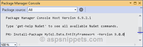 Install MySqlDataEntityFramework Nuget Package