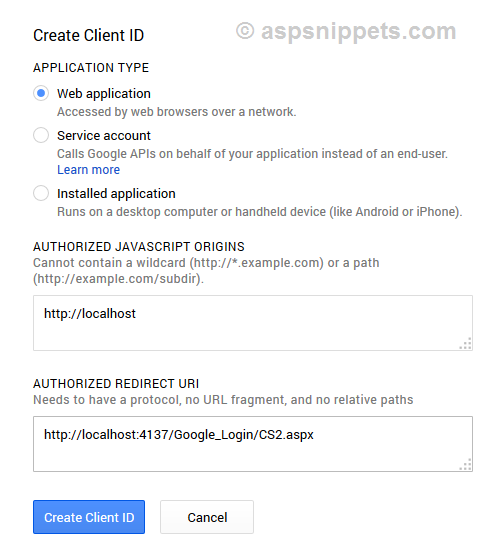 Google Developer Console Generate Client ID and Client Secret for use ...
