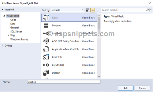 Step By Step Simple Signalr Application In Aspnet Using Vbnet