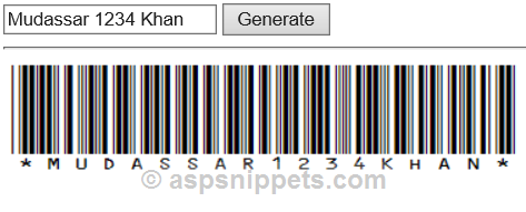 Dynamically Generate and Display Barcode Image in ASPNet