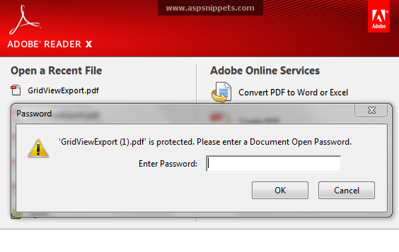 Create Password Protected Secured Pdf Using Itextsharp In Aspnet