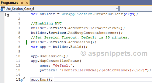 Net Core 6 Enable Session in ASPNet Core