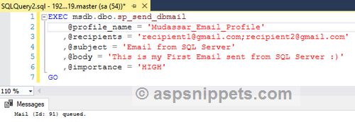 Send Email to multiple recipients using spsenddbmail in SQL Server
