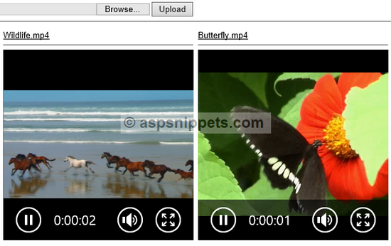 Upload And Play Live Stream Mp4 Video Files From Database Using Html5 Video Player In Aspnet