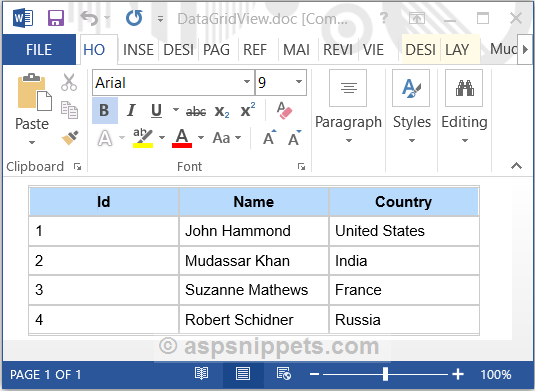 Export Datagridview To Word In Windows Application Using C And Vbnet