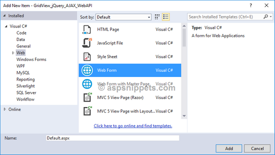 Call Consume Web Api In Aspx Page In Aspnet Web Forms Using C