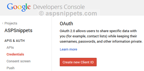 Google Developer Console Generate Client ID and Client Secret for use ...