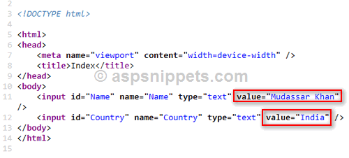 Htmltextbox And Htmltextboxfor Set Name Attribute In Aspnet Mvc
