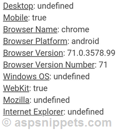 Detect Browser Name Version Platform OS Mobile or Desktop in JavaScript using jQuery