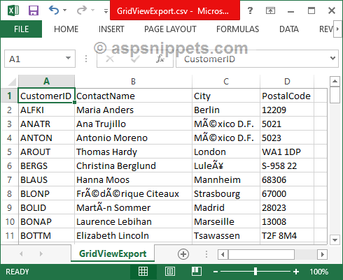 Export DataSet or DataTable to Word Excel PDF and CSV Formats