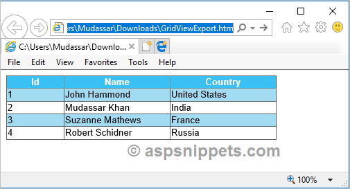 Export Gridview To Html File Html String In Aspnet Using C And Vbnet