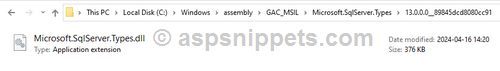 Could Not Load File Or Assembly Microsoftsqlservertypes Version13000
