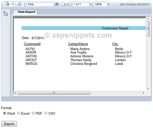 Create Generate Export Pdf File Using Crystal Reports In Aspnet Using C And Vbnet
