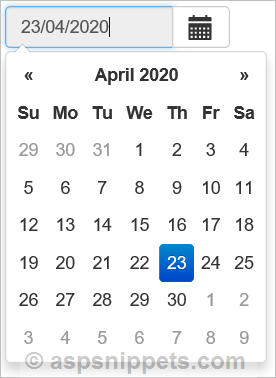 Implement Bootstrap DatePicker with Calendar Icon Image