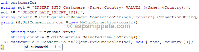 Understanding Dapper Executescalar In Mysql In C And Vbnet