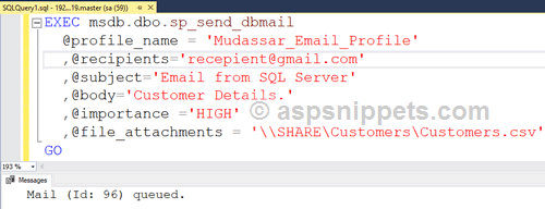Send Email with attachment from Network Drive in SQL Server