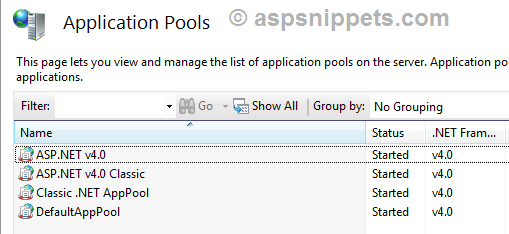 Installing And Registering Aspnet With Iis And Add Aspnet 40 Application Pool In Iis